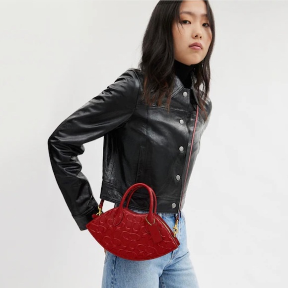 Coach | Bags | Nwt Coach Runway Lip Kiss Bag Signature Leather Red ...